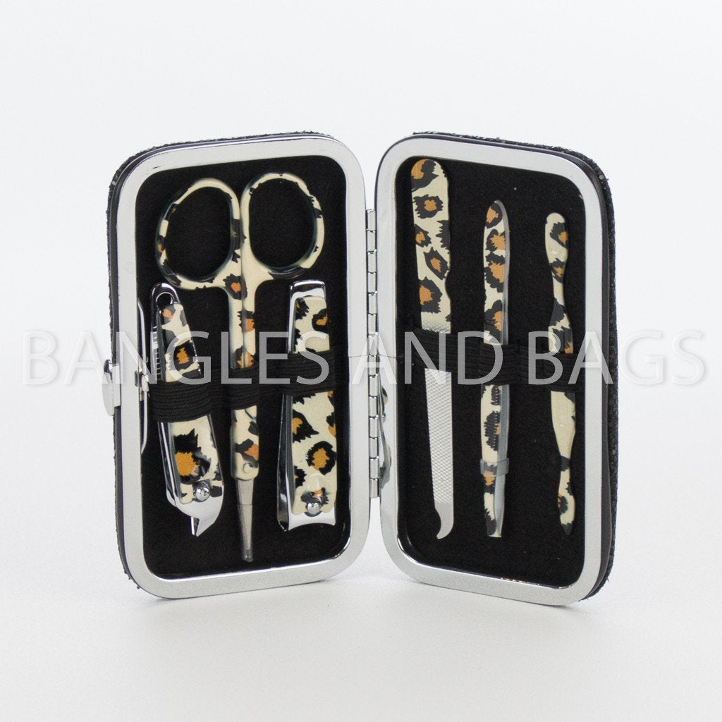 Glitter Mani & More Manicure Set - Black / Leopard – Bangles And Bags
