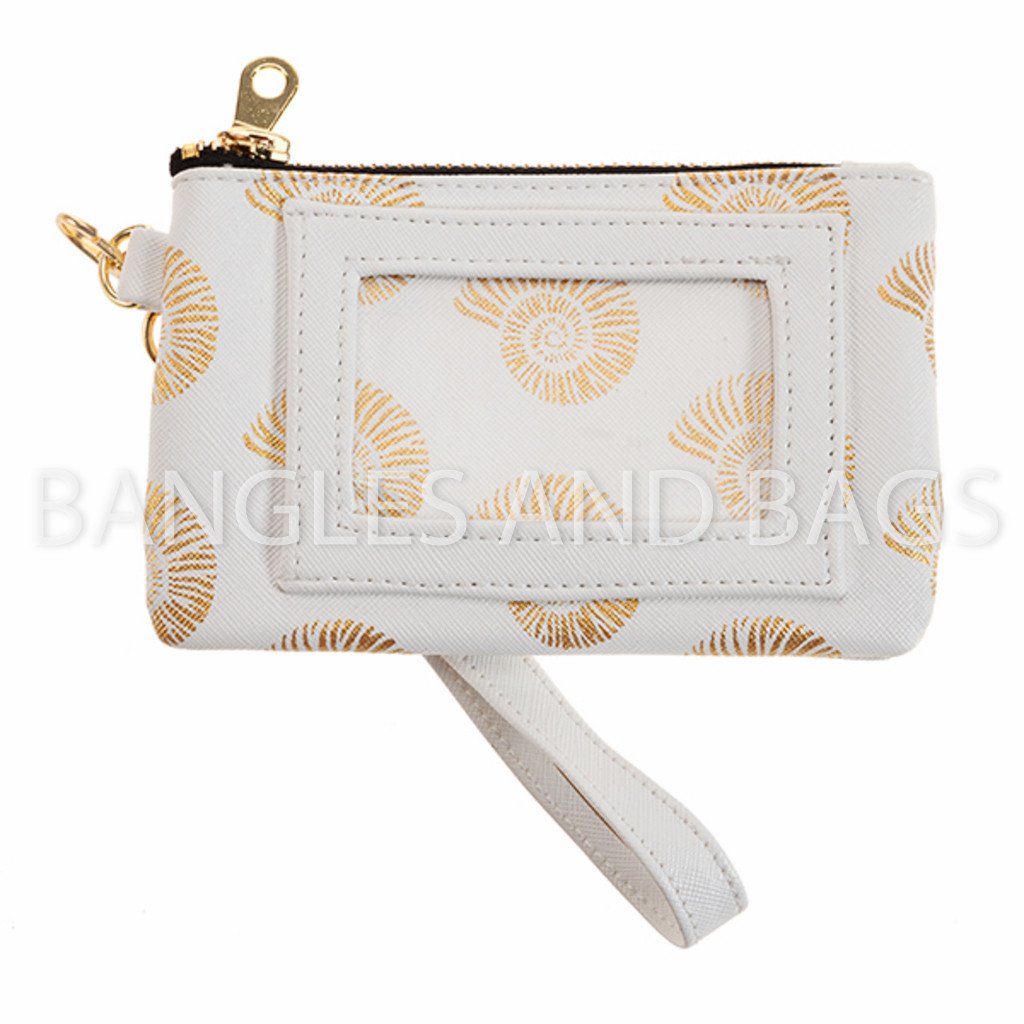 Seashell ID Wallet - Gold and White – Bangles And Bags